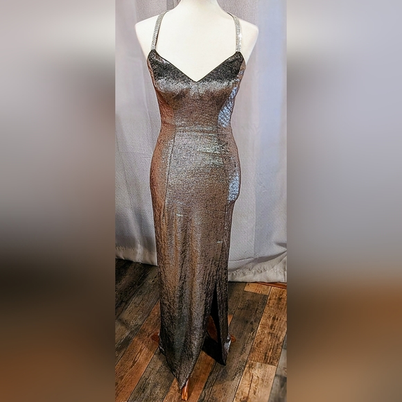 Janine | Dresses | Rare 9s Couture Janine Metallic Evening Gown W ...